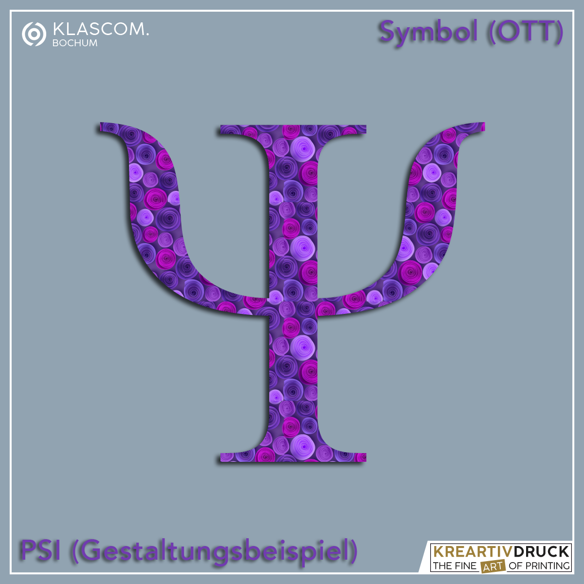 Zeichen / Symbol "Psi" mit eigenem Foto oder Muster bedruckt, 3 mm